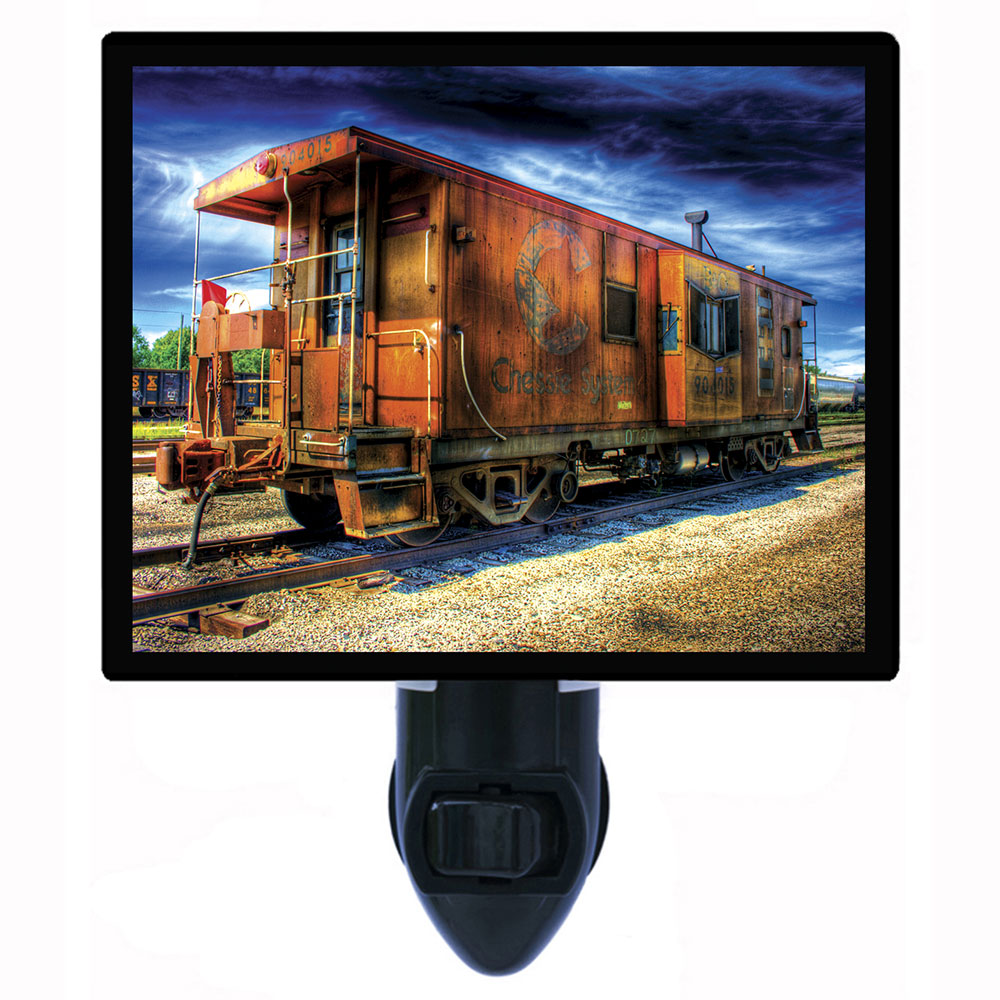 Caboose in Rail Yard - Night Light Designs