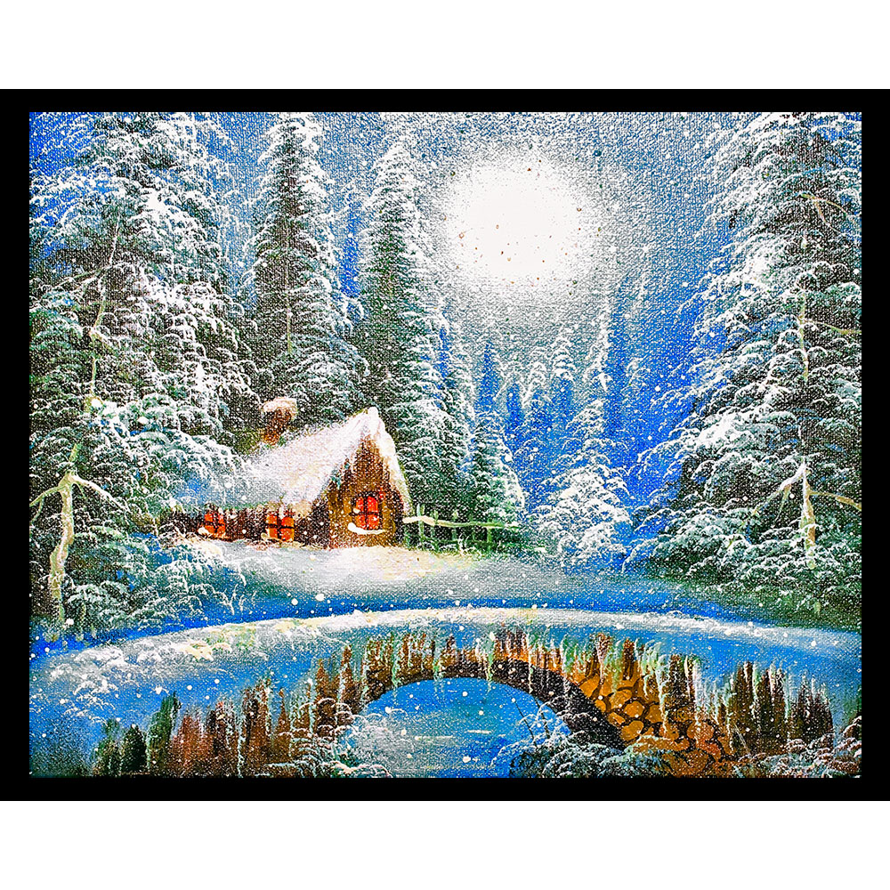 Winter Cottage Landscape - Night Light Designs